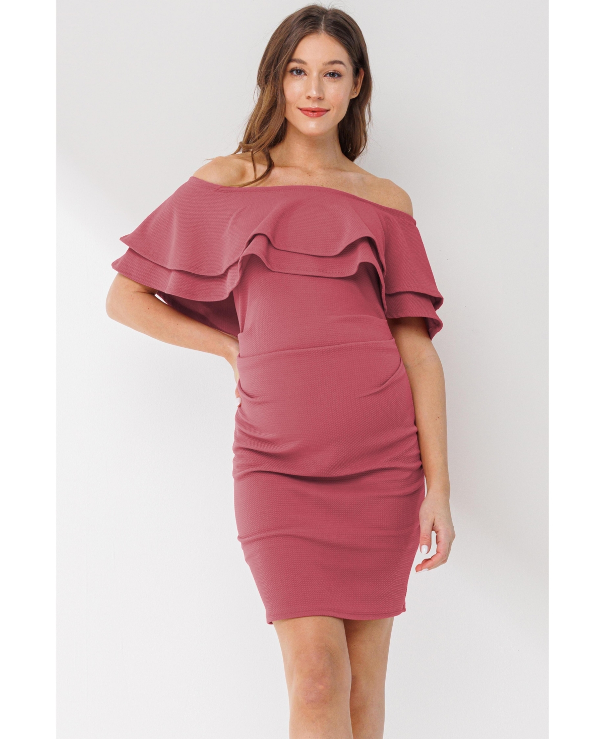 Click here for Hello Miz Maternity Off-the-Shoulder Bodycon Ruche... prices