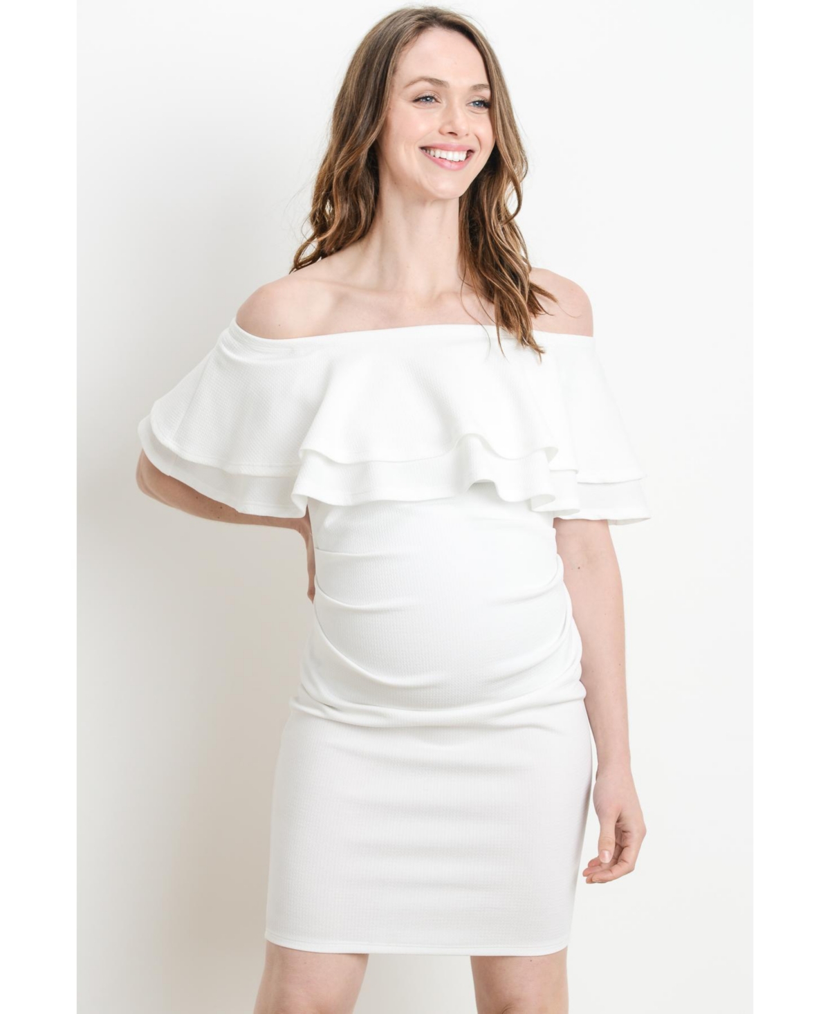 Click here for Hello Miz Maternity Off-the-Shoulder Bodycon Ruche... prices