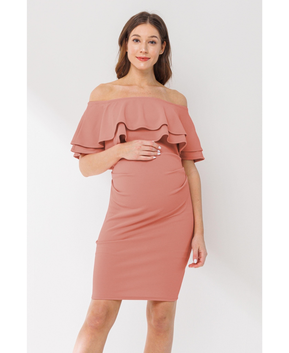 Click here for Hello Miz Maternity Off-the-Shoulder Bodycon Ruche... prices