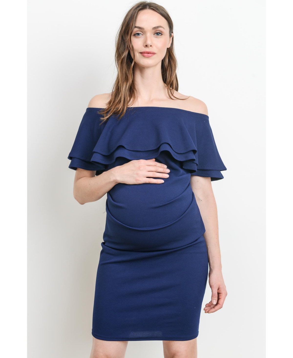 Click here for Hello Miz Maternity Off-the-Shoulder Bodycon Ruche... prices