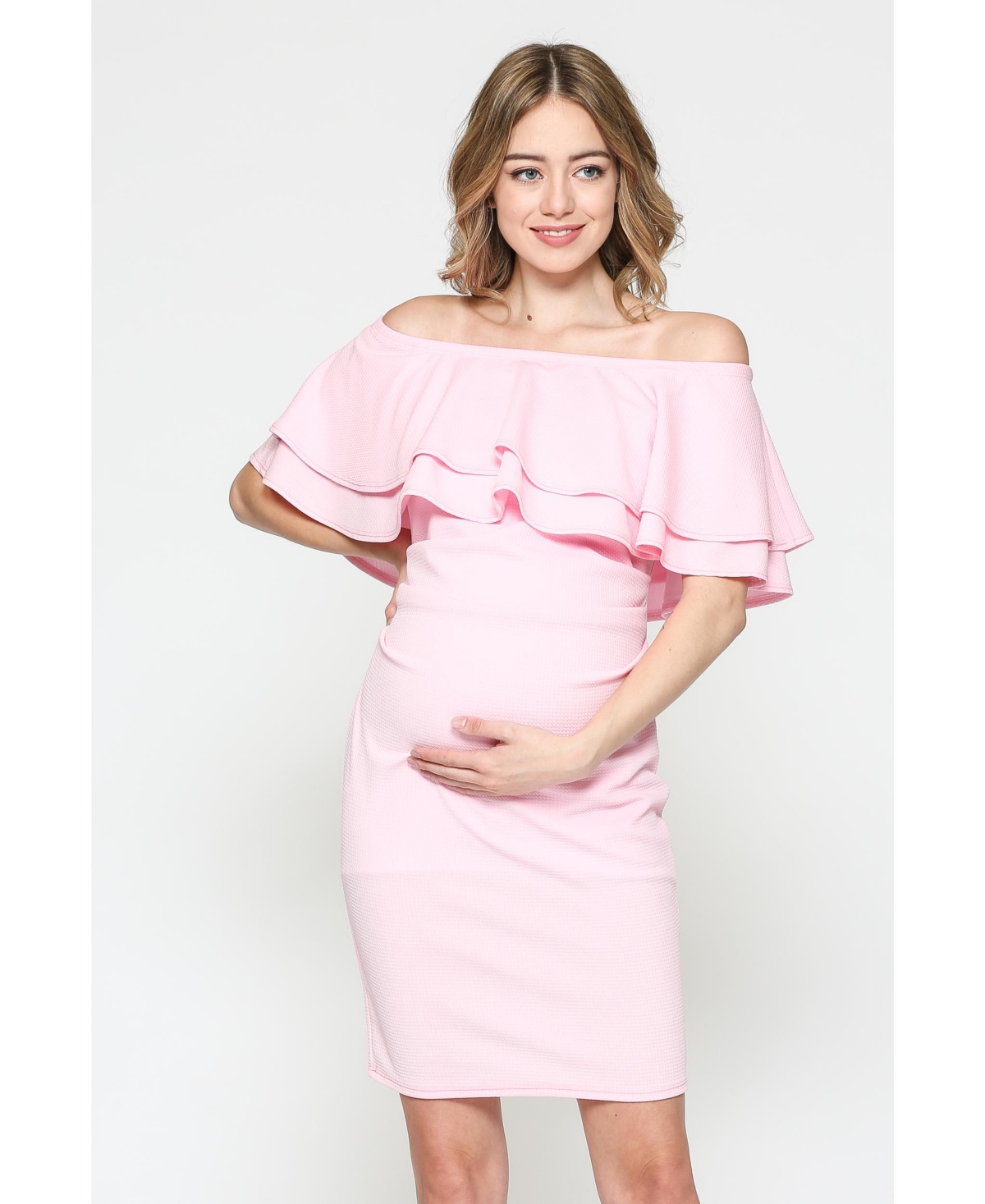 Click here for Hello Miz Maternity Off-the-Shoulder Bodycon Ruche... prices