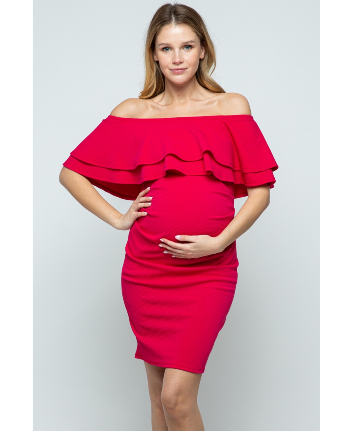 Click here for Hello Miz Maternity Off-the-Shoulder Bodycon Ruche... prices