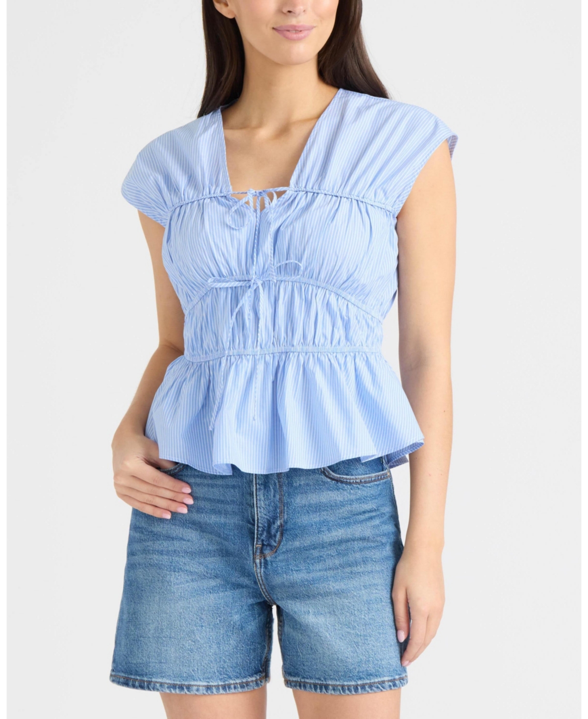 Click here for Ellen Tracy Womens Shirred Sleeveless Top with Fro... prices