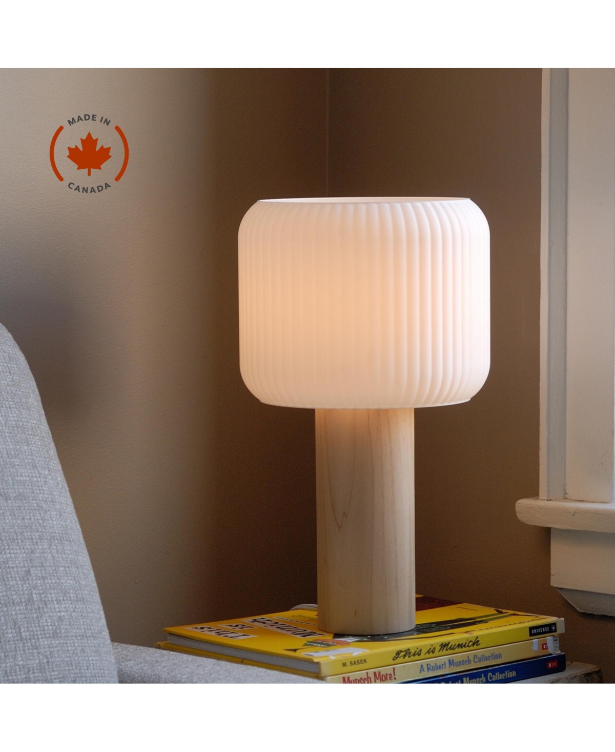 Click here for Decent Living Wooden Maple Table Lamp - Fluted Wav... prices