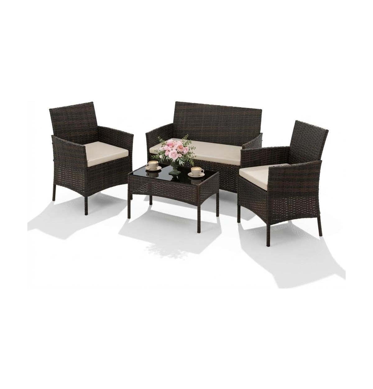 Click here for gaomon 4-Piece All-Weather Pe Patio Bistro Set  Cu... prices
