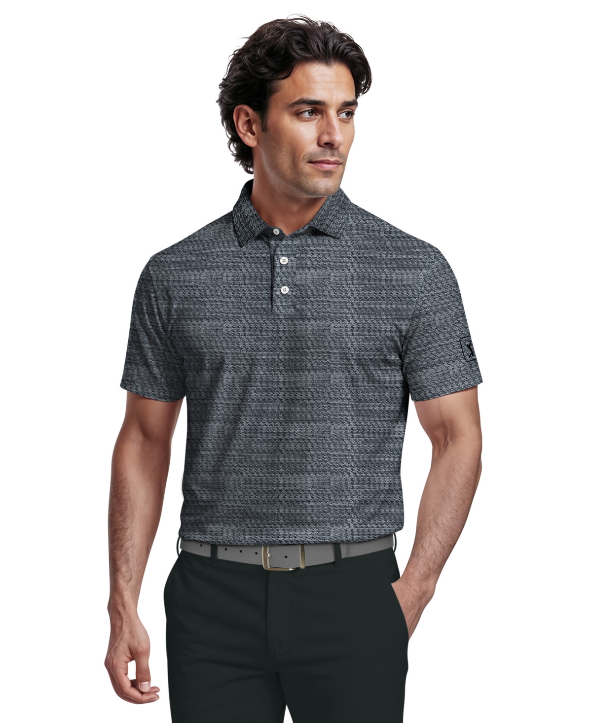 Click here for Pga Tour Mens Jacquard Micro Golf Polo Shirt - Cav... prices