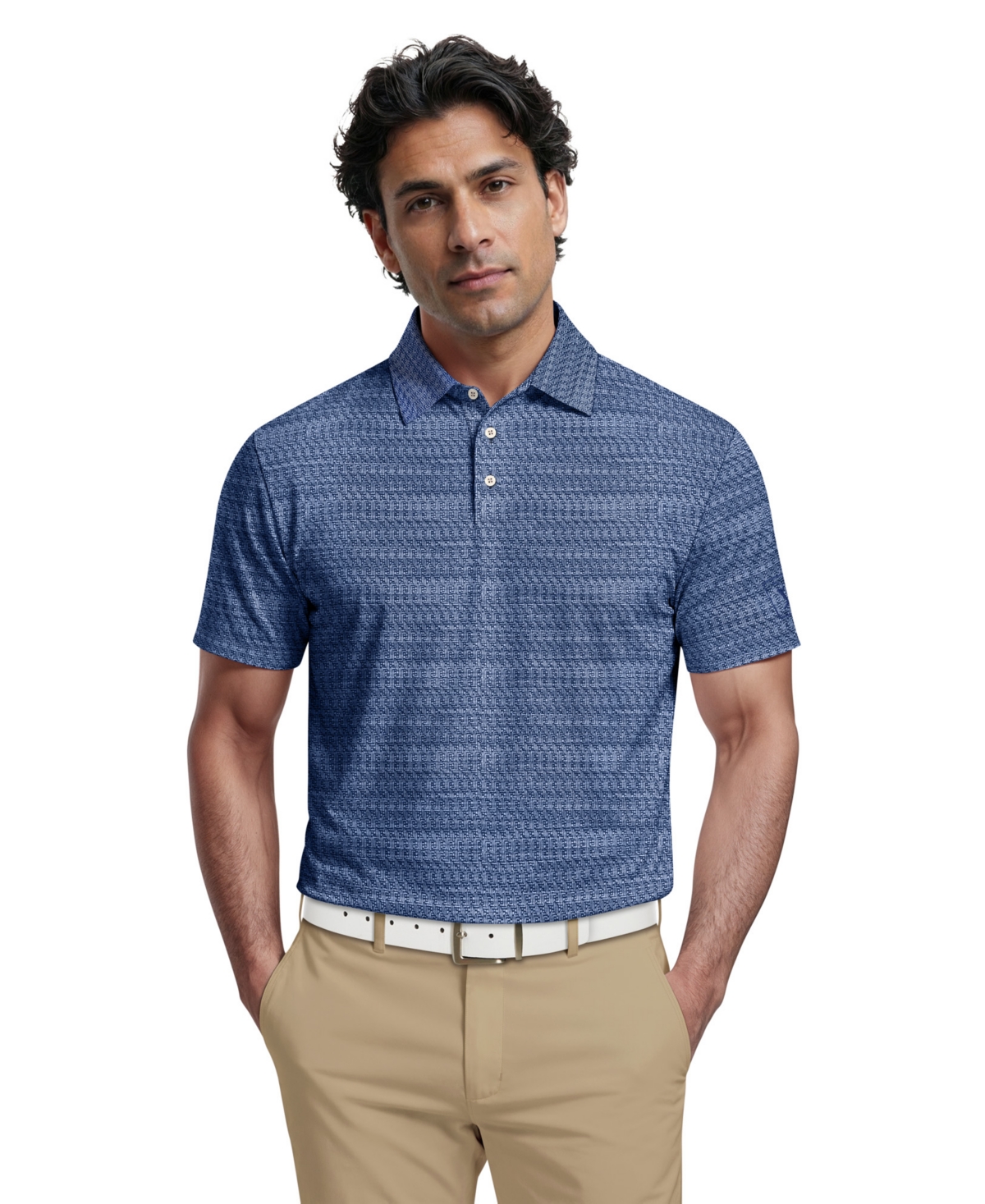 Click here for Pga Tour Mens Jacquard Micro Golf Polo Shirt - Pea... prices