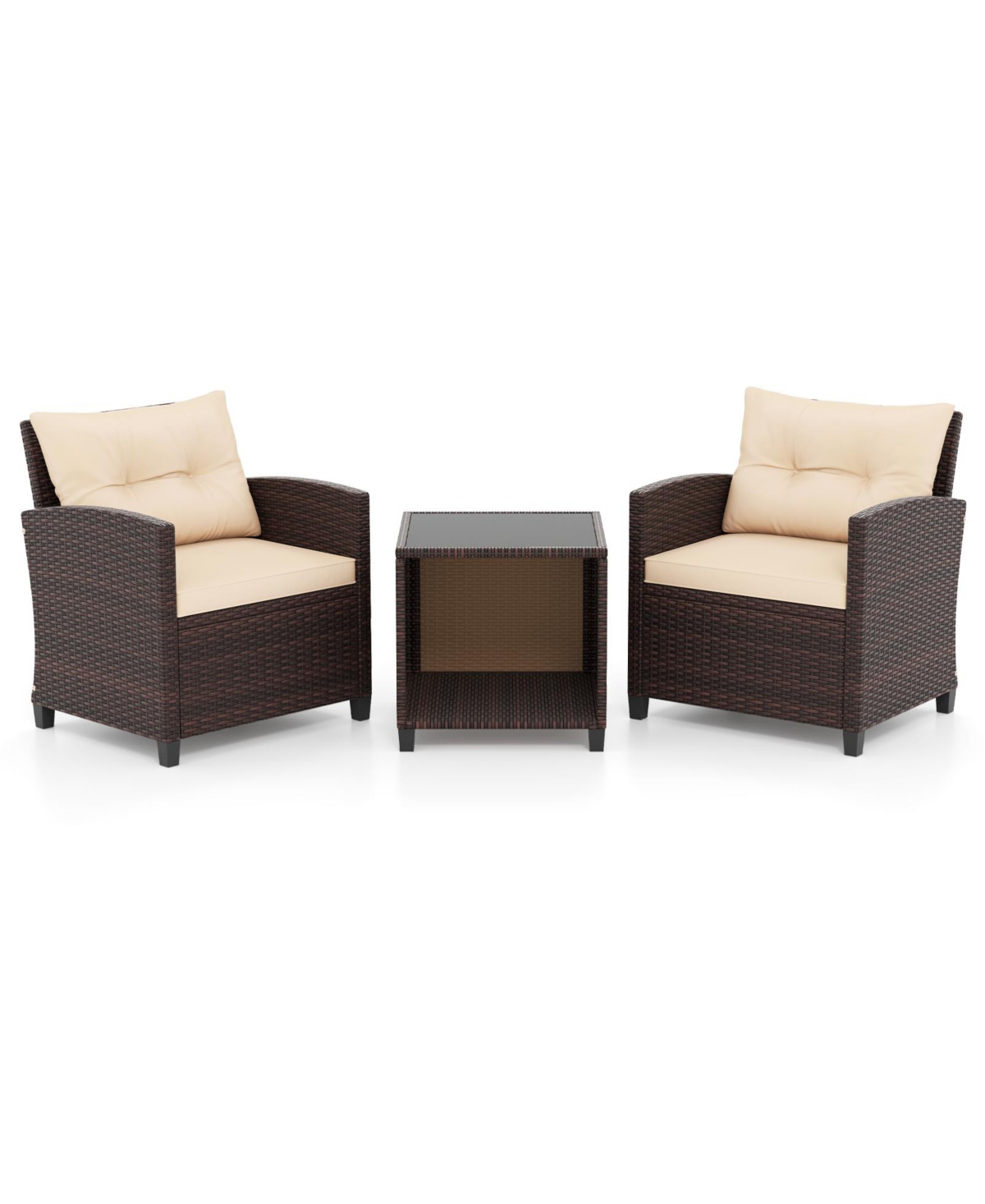 Click here for Sugift 3 Piece Patio Wicker Sofa Set with Storage... prices