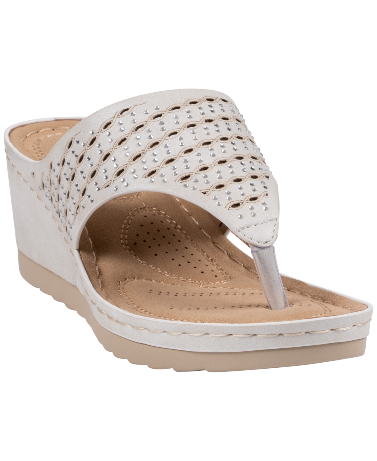 Click here for Gc Shoes Womens Dannay Embellished Thong Wedge San... prices