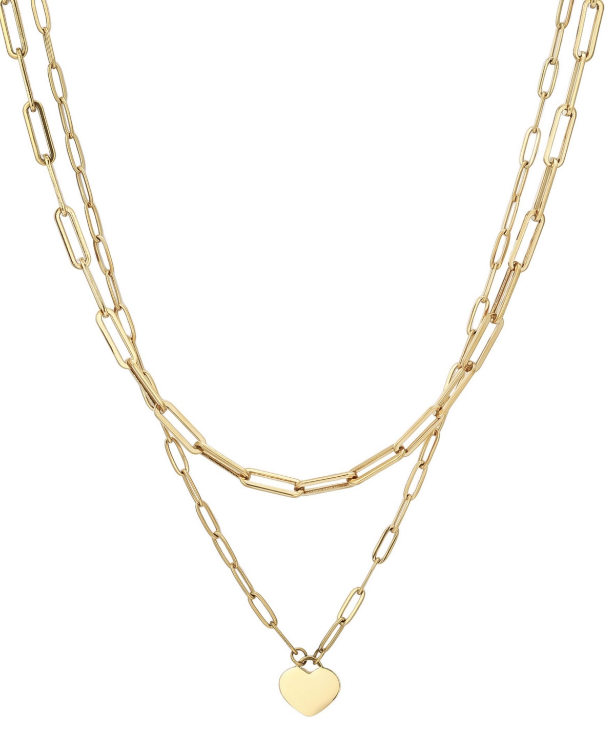 Click here for Adornia Gold Layered Heart Paperclip Chain Necklac... prices