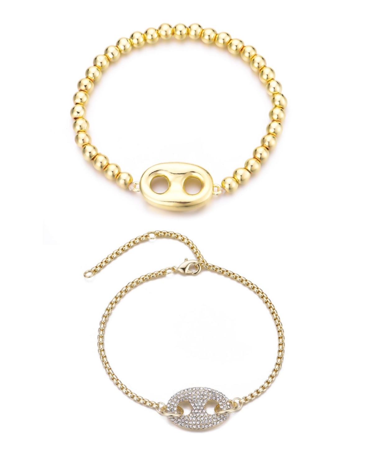 Click here for Adornia Gold 2-Piece Crystal Mariner Bracelet Set... prices