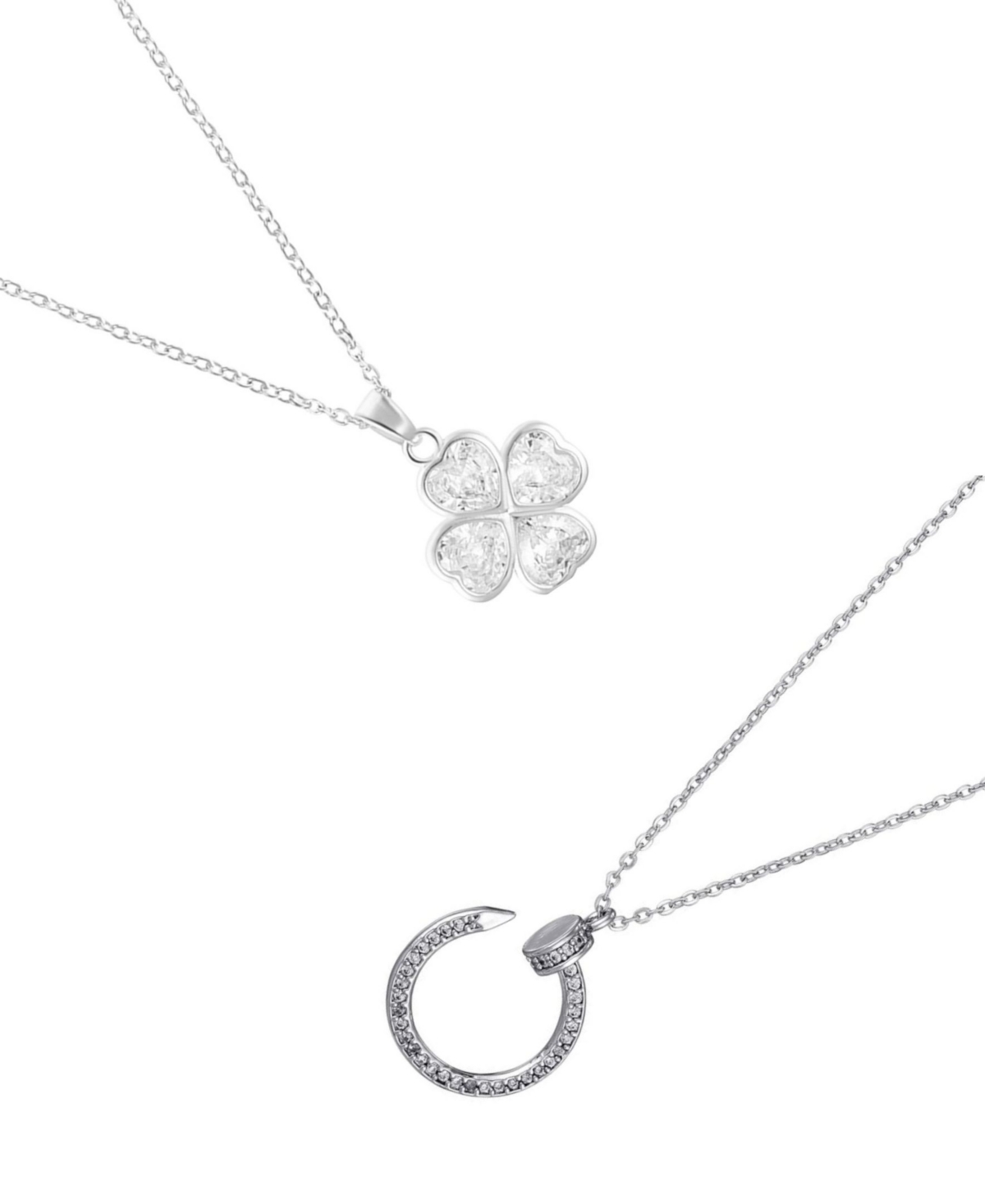 Click here for Adornia Silver 2-Piece Clover and Nail Pendant Nec... prices