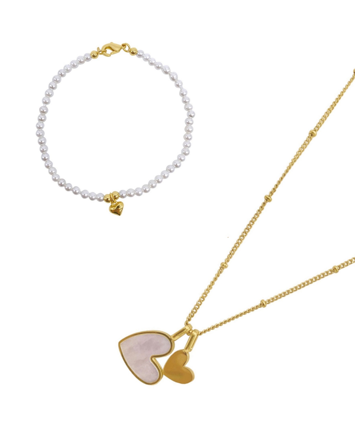 Click here for Adornia Pearl Gold 2-Piece Heart Set - White prices