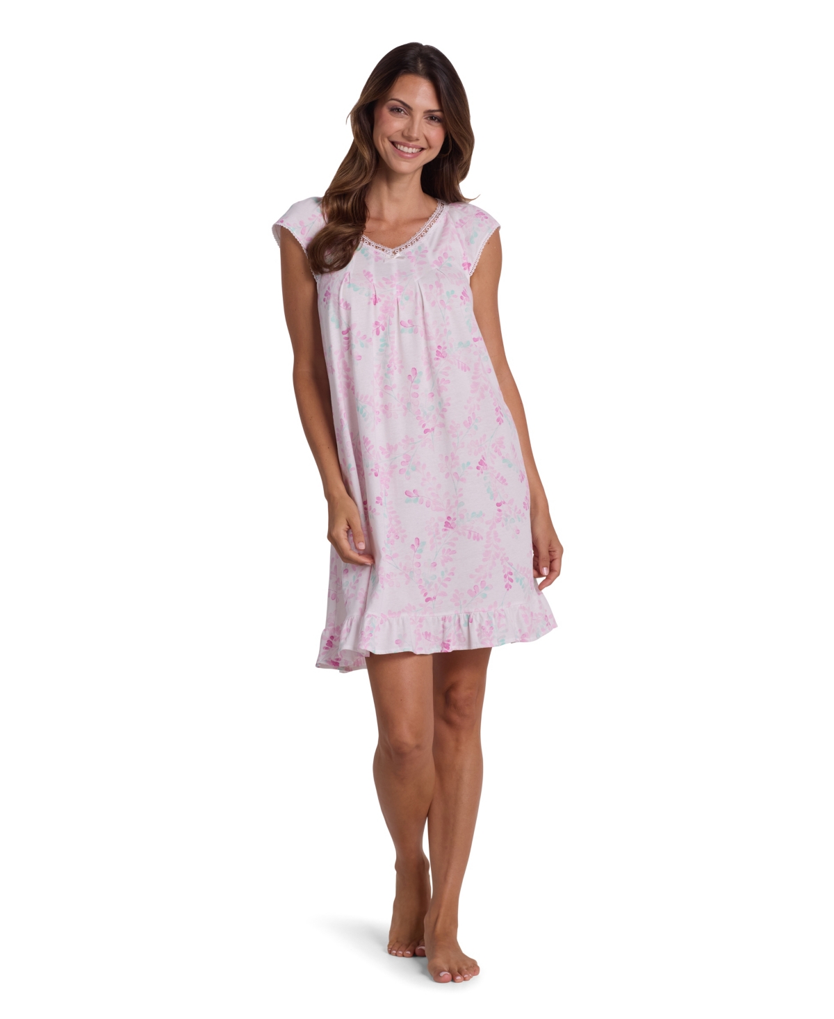 Click here for Miss Elaine Womens Printed V-Neck Nightgown - Pink... prices