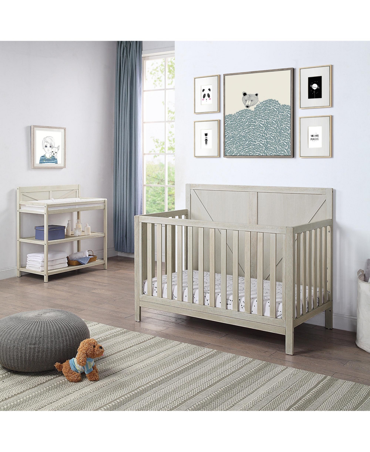 Click here for Jujabu 4-in-1 Convertible Crib Washed - Grey prices