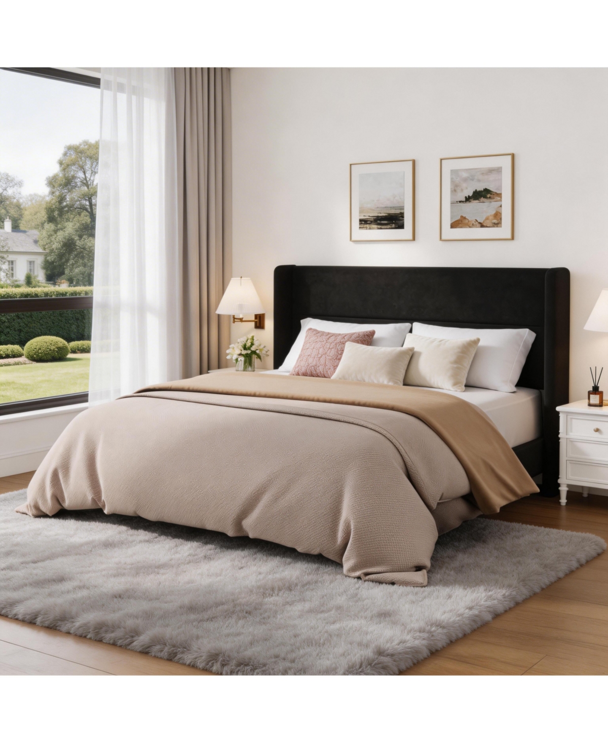 Click here for Homfan Upholstered Platform Bed Frame with Soft He... prices