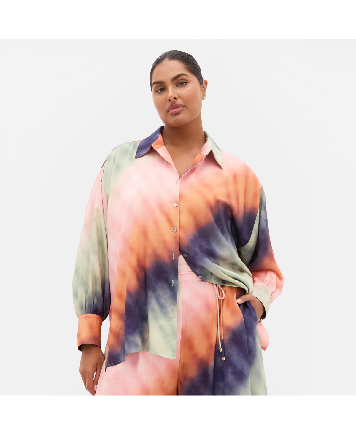 Click here for City Chic Womens Sunset Ombre Print Shirt - Sunset... prices