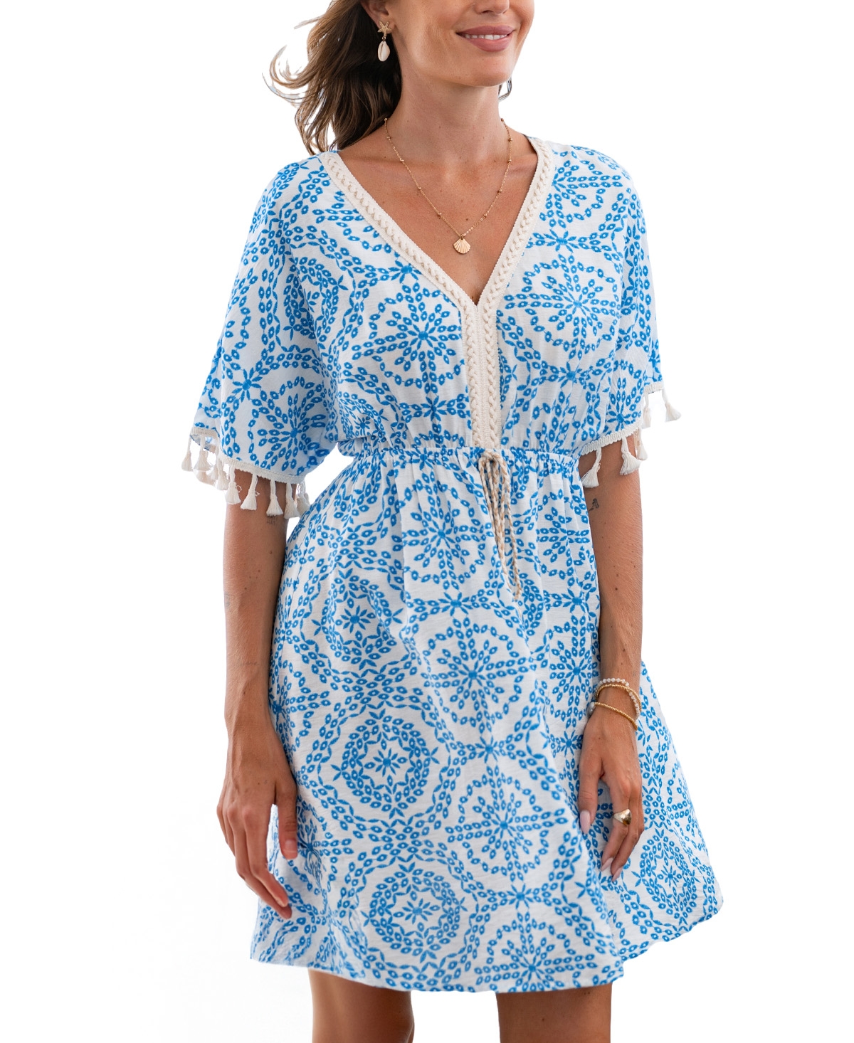 Click here for Cupshe Womens Good Karma Ornate Mini Beach Dress -... prices