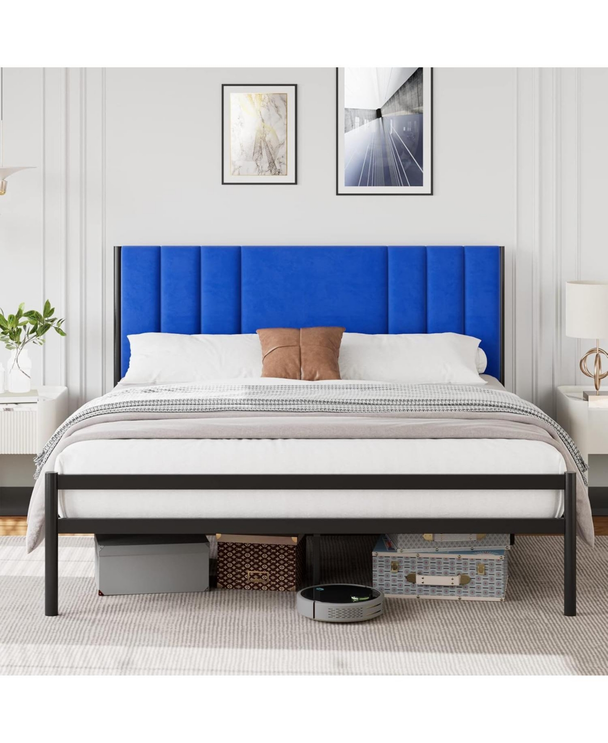 Click here for gaomon Full Velvet Platform Bed Upholstered Headbo... prices