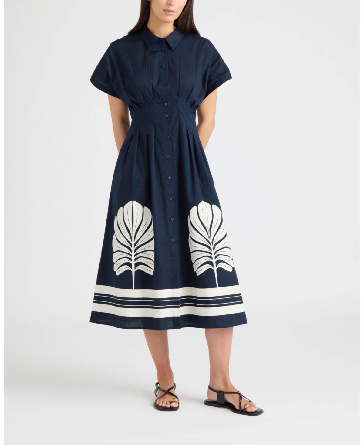 Click here for Ellen Tracy Womens Button Front Pleated Shirt Dres... prices