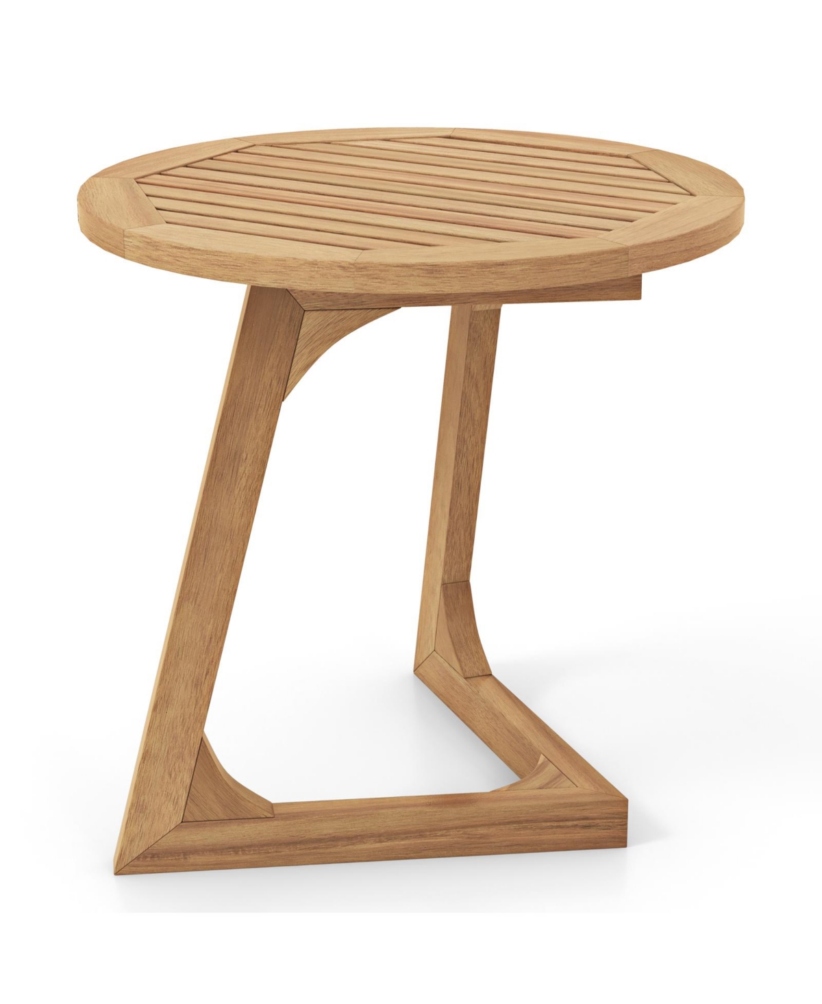 Click here for Sugift Round Teak Wood Side Table with Slatted Tab... prices
