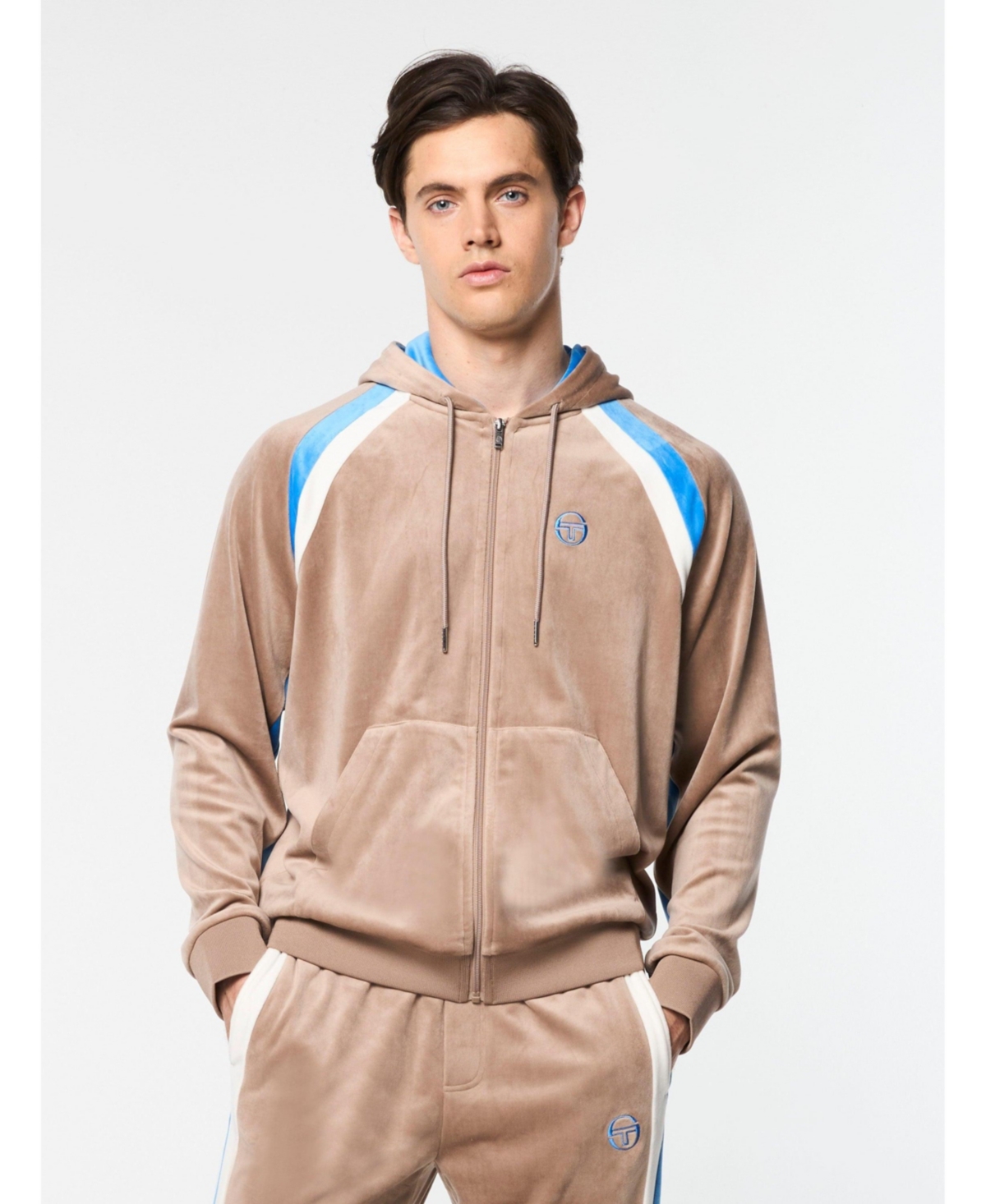 Click here for Sergio Tacchini Mens Lazaro Velour Hoodie - Taupe... prices