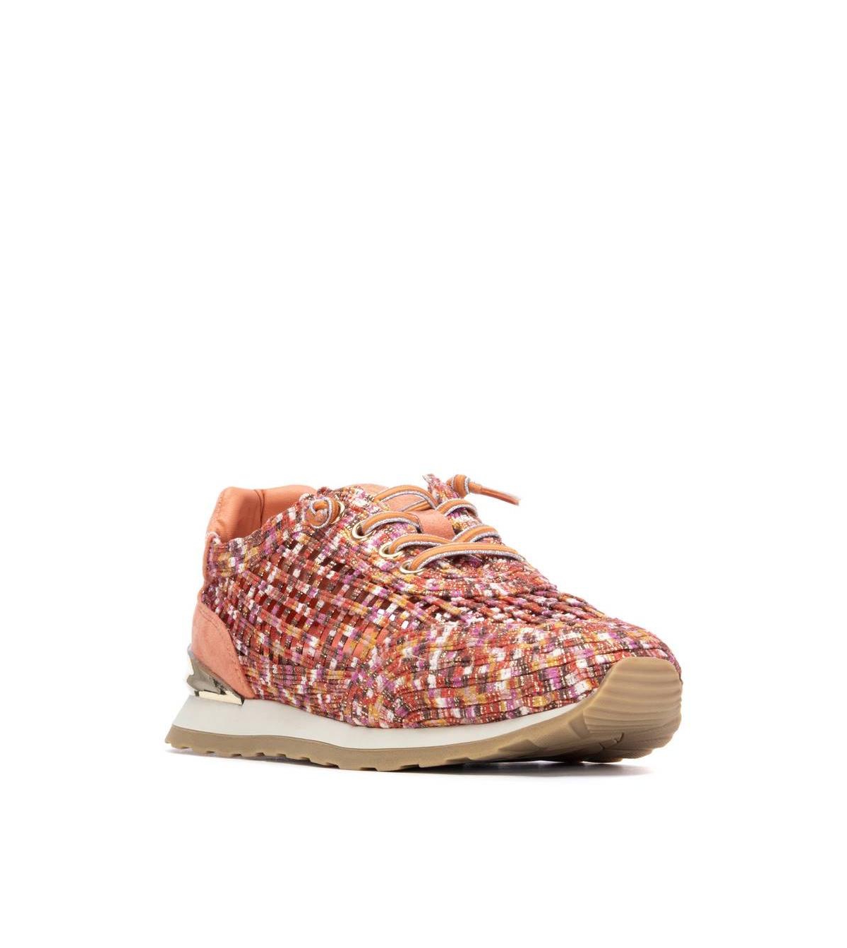 Click here for Xti Womens Mesh Lace Up Sneakers - Coral prices