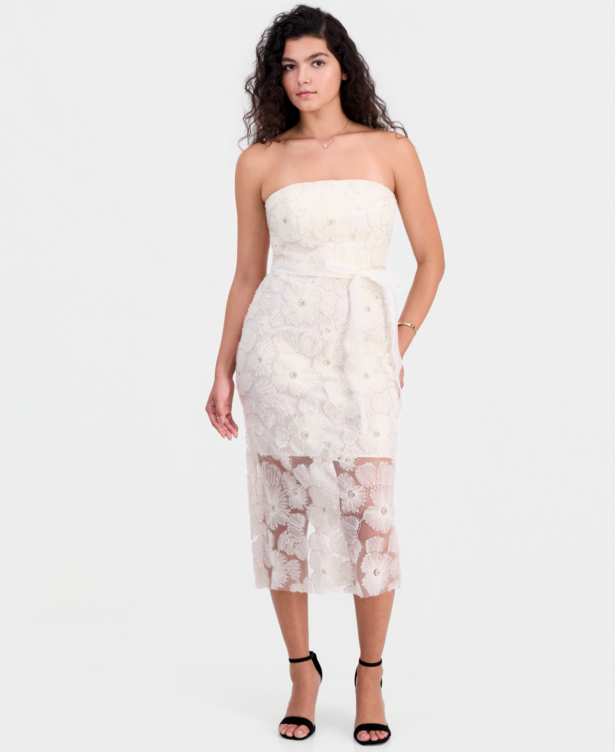 Click here for Sam Edelman Womens Beaded Floral Strapless Midi Dr... prices