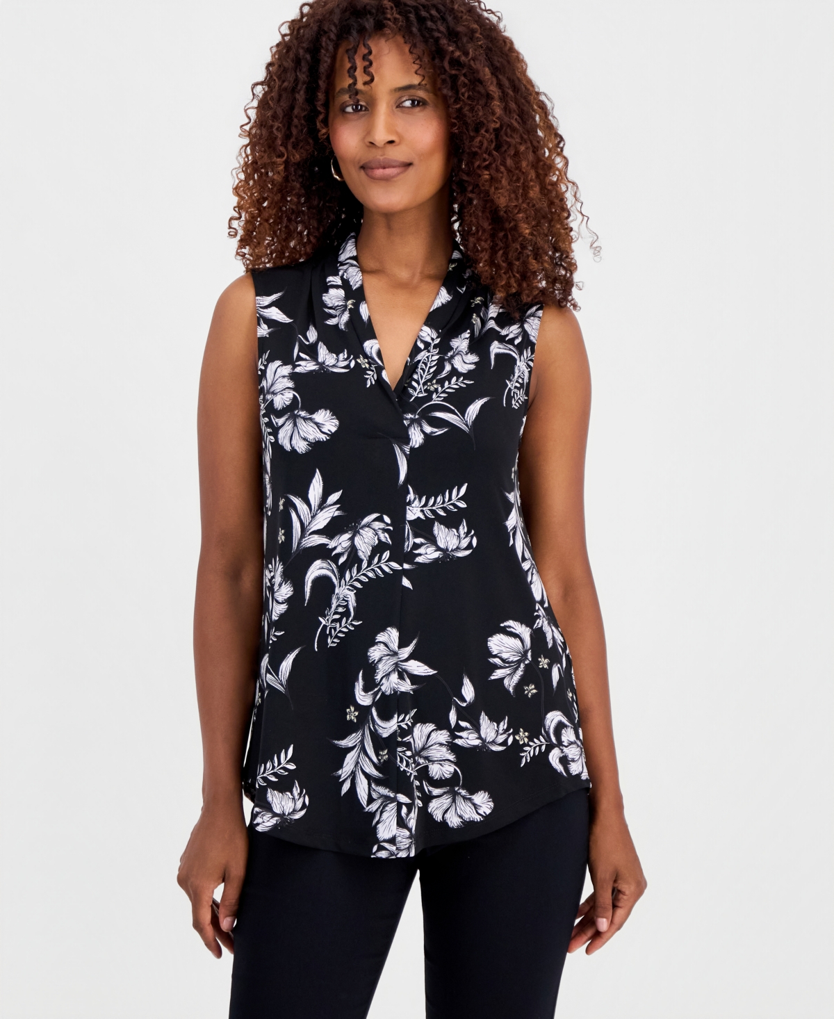 Click here for Jm Collection Petite Indina Floral Sleeveless V-Ne... prices