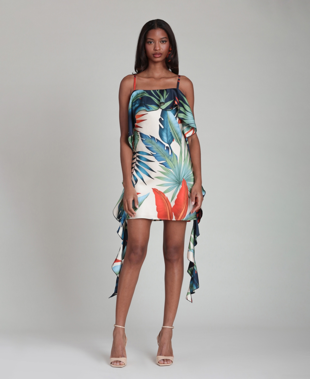 Click here for Avec Les Filles Womens Tropical Satin Asymmetric D... prices