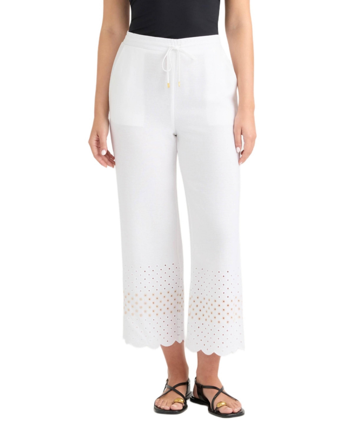 Click here for Ellen Tracy Womens Cropped Pant with Scallop Eyele... prices