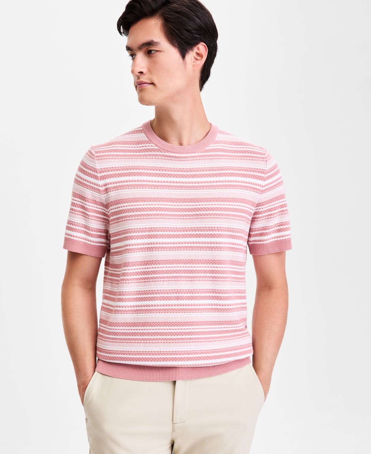 Click here for Alfani Mens Short-Sleeve Stripe Crewneck Sweater T... prices
