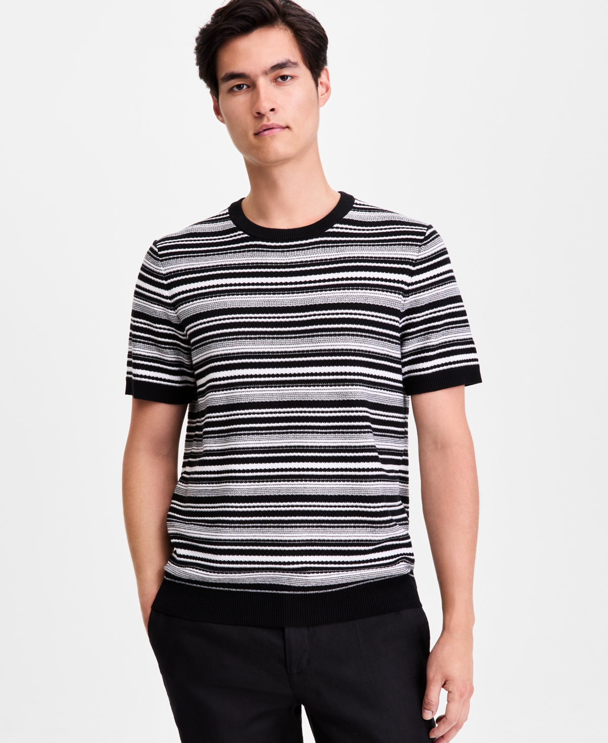 Click here for Alfani Mens Short-Sleeve Stripe Crewneck Sweater T... prices