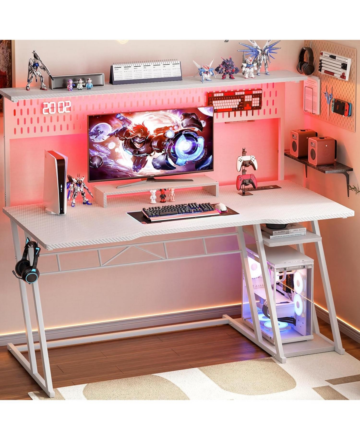 Click here for Aheaplus 55 Gaming Desk - Cumputer Desk with Hutch... prices