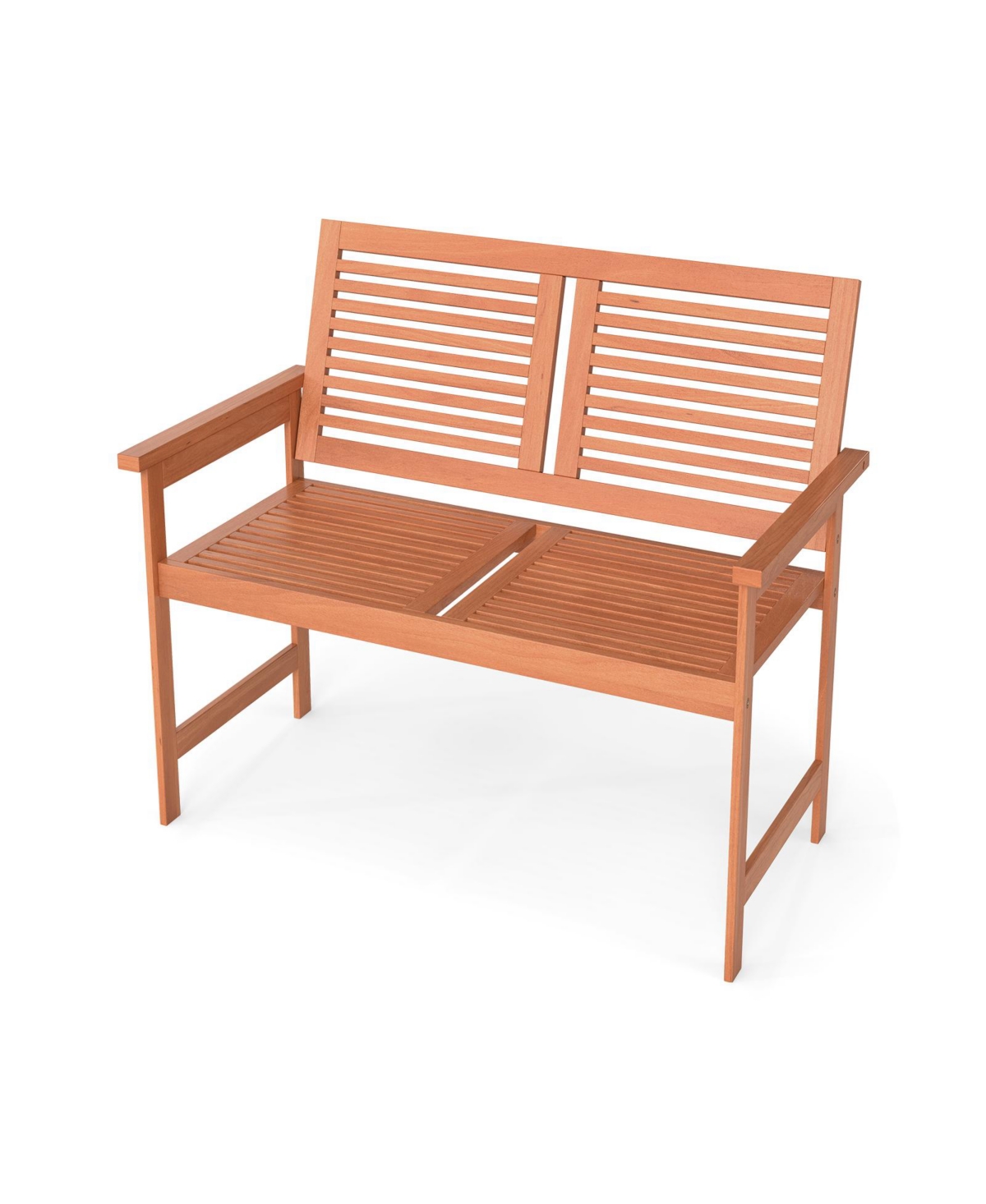 Click here for Sugift Outdoor Wooden Patio Bench for Two with Sla... prices