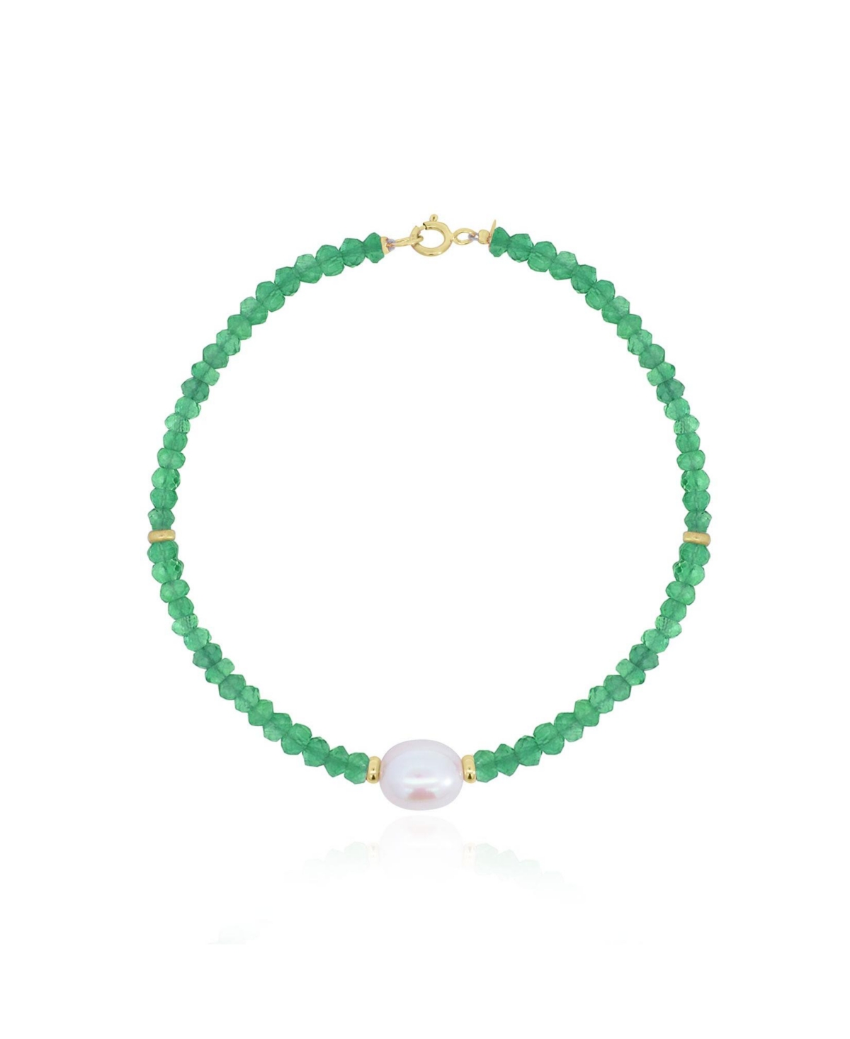 Click here for The Lovery Green Onyx Bead Pearl Bracelet 14K Gold... prices