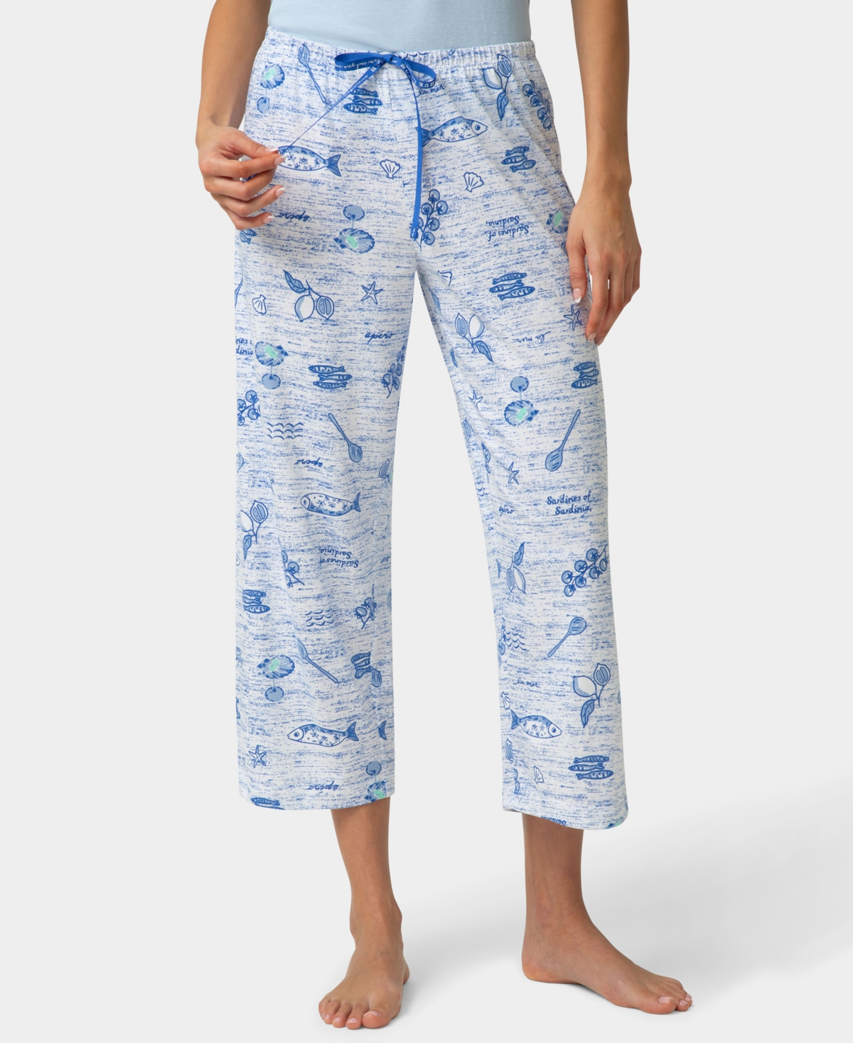 Click here for Hue Womens Printed Capri Mid-Rise Pants - Mediterr... prices