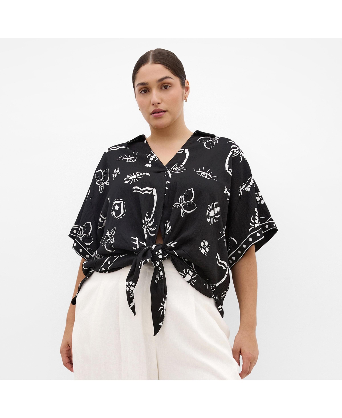 Click here for City Chic Womens Resort Border Print Shirt - Bw co... prices