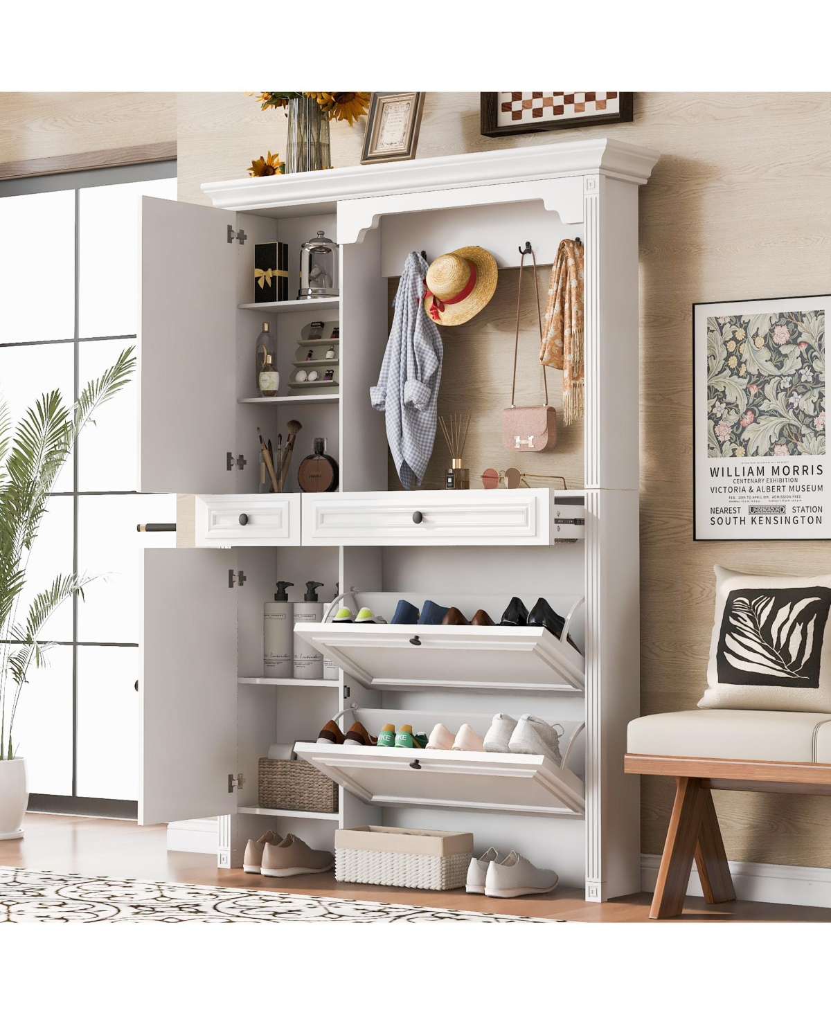 Click here for Flynama 54.7in Hall Tree 4in1 Entryway Storage Sho... prices