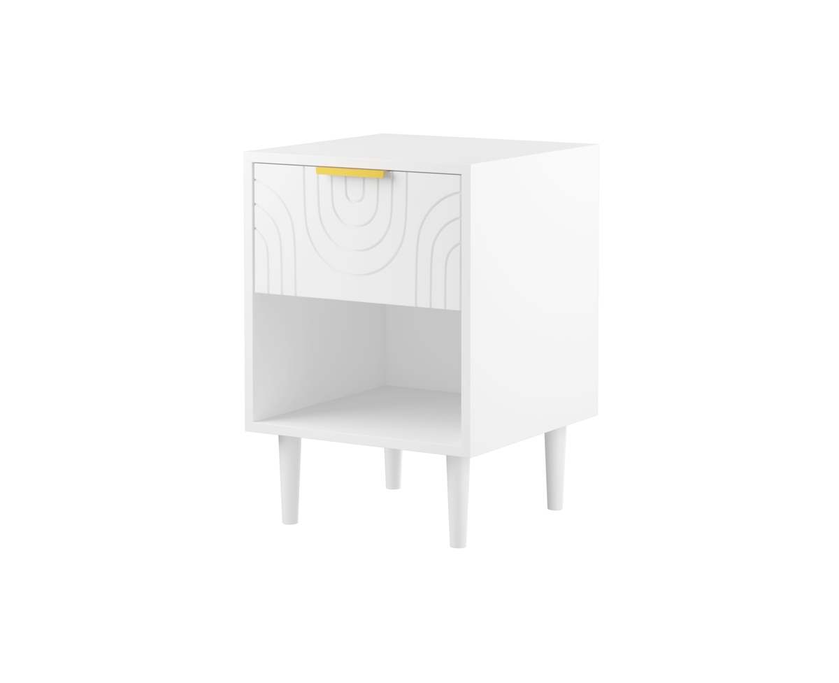 Click here for sumyeg Modern White Nightstand with Gold Handle On... prices