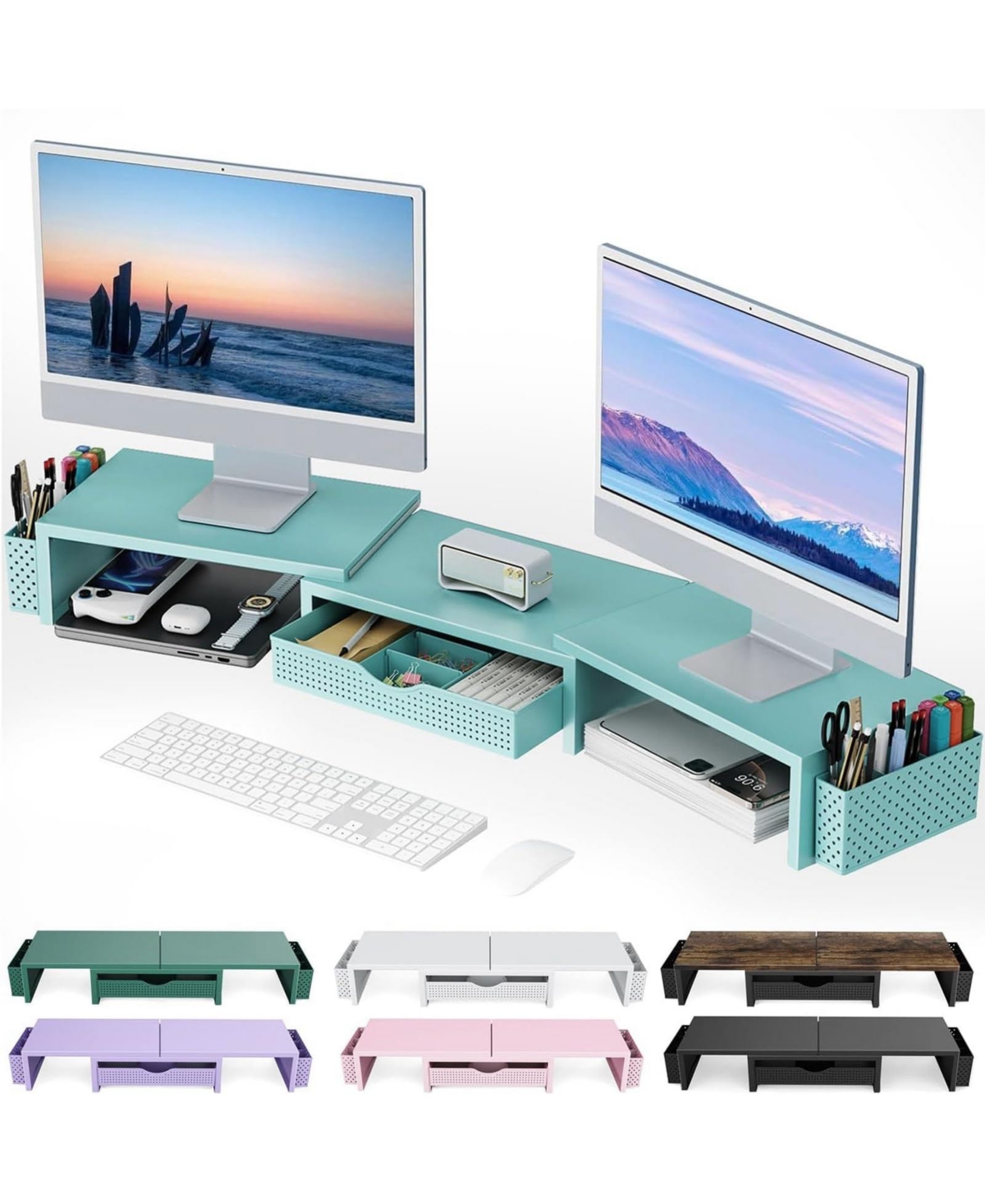 Click here for Gnuadz Dual Monitor Stand Riser Desk Organizer Dra... prices