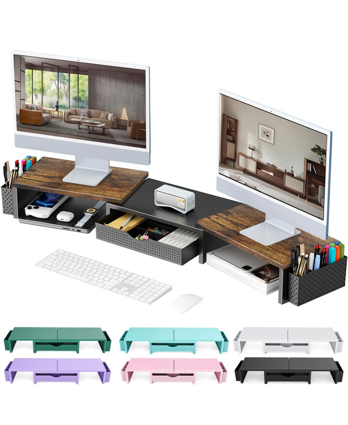 Click here for Gnuadz Dual Monitor Stand Riser Desk Organizer Dra... prices