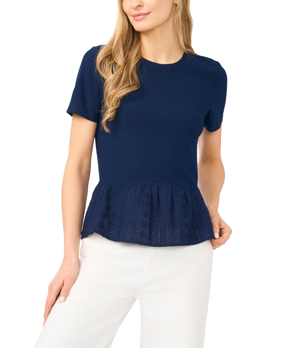 Click here for CeCe Womens Short-Sleeve Crewneck Knitted Top - Cl... prices