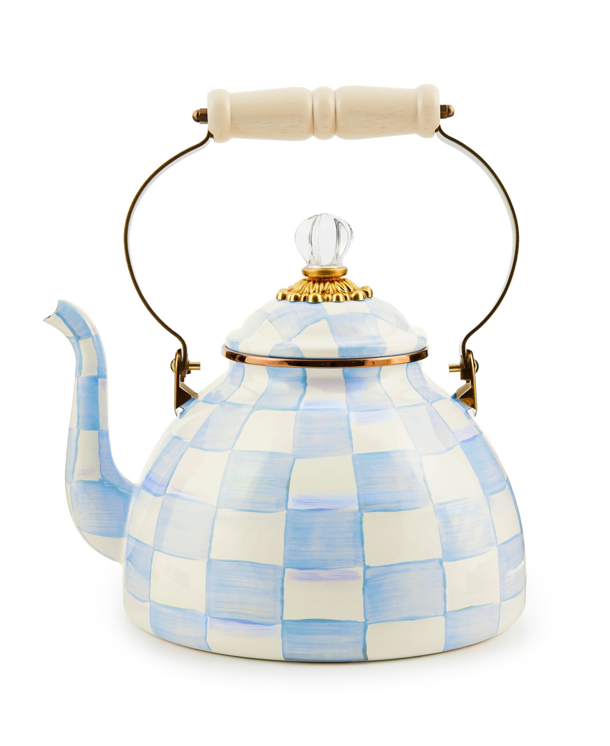 Click here for MacKenzie-Childs Check 3-Quart Tea Kettle - Sky Bl... prices