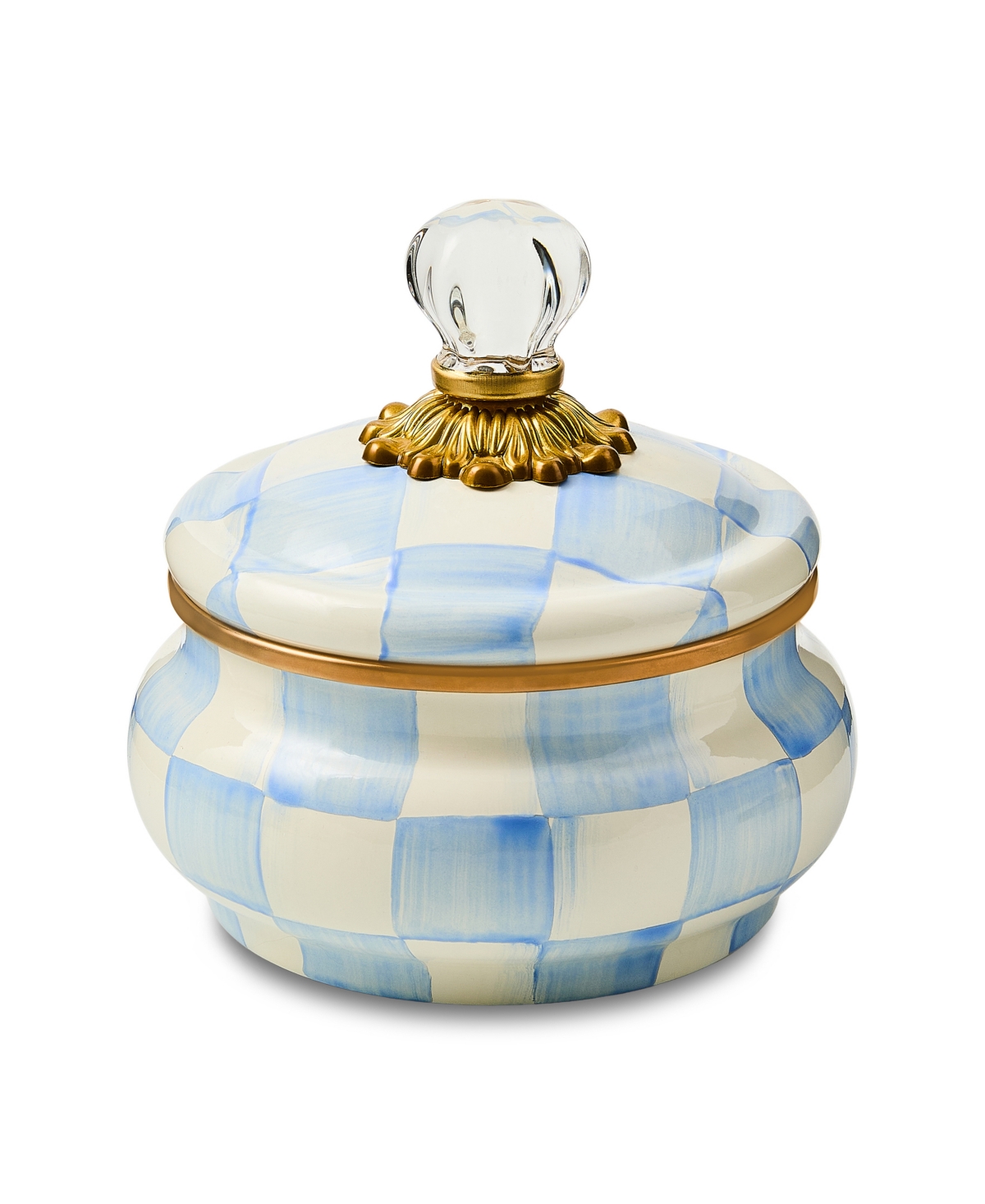 Click here for MacKenzie-Childs Check Squashed Pot - Sky Blue prices