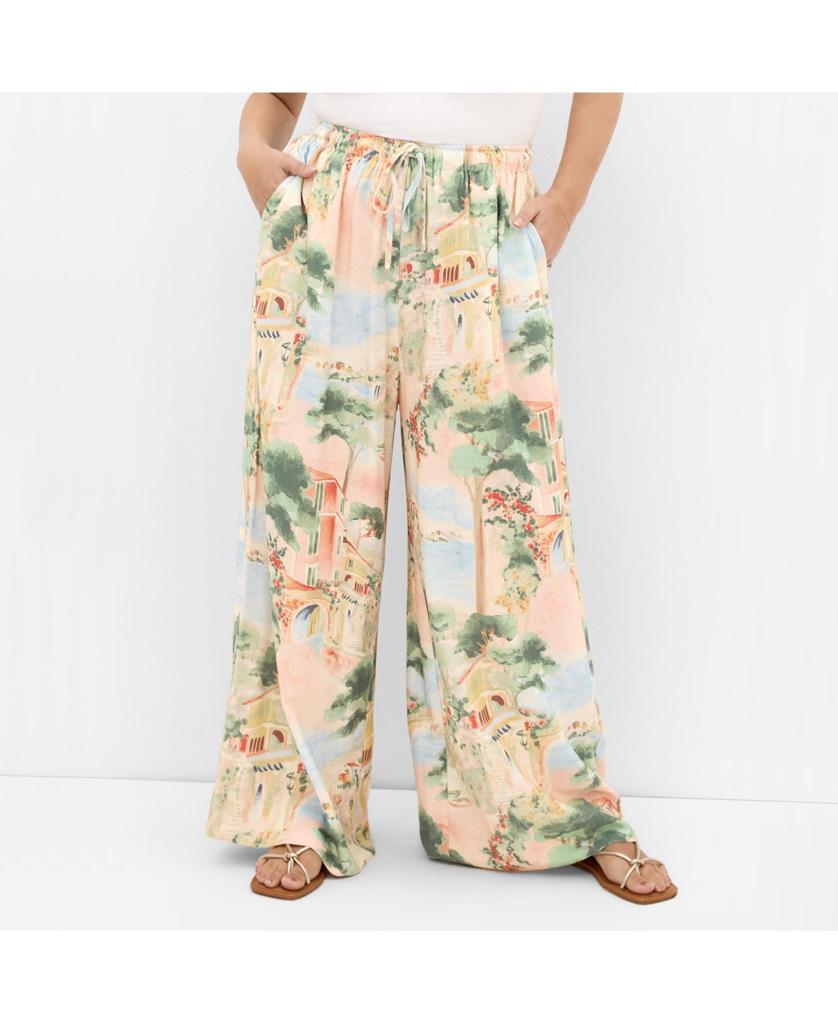 Click here for City Chic Womens Halle Sardinia Print Wide Leg Pan... prices