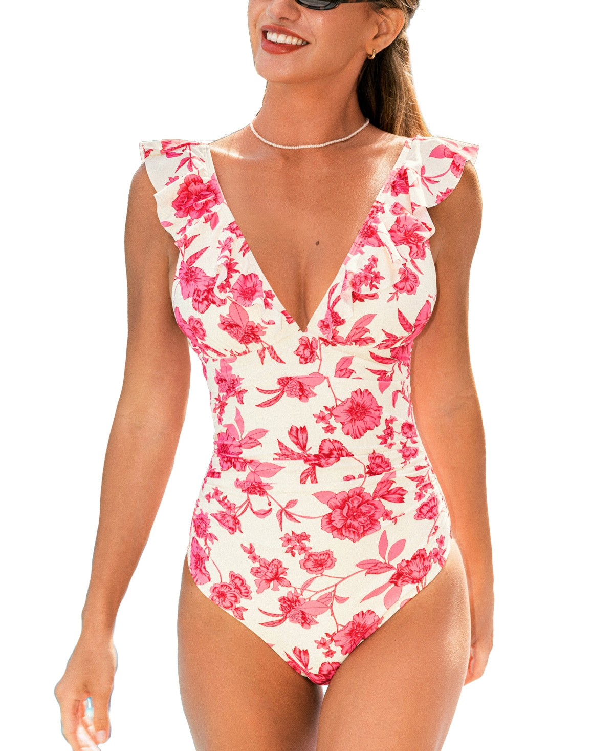 Click here for Cupshe Womens Ruffled Lace Up One Piece Swimsuits... prices