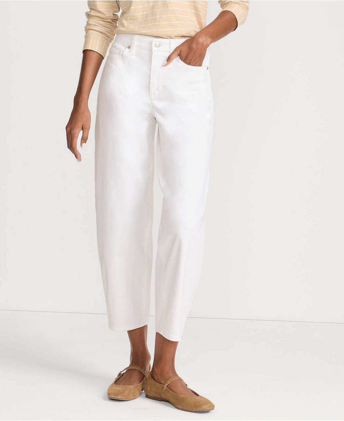 Click here for Lands End Womens Denim High Rise Barrel Leg Ankle... prices