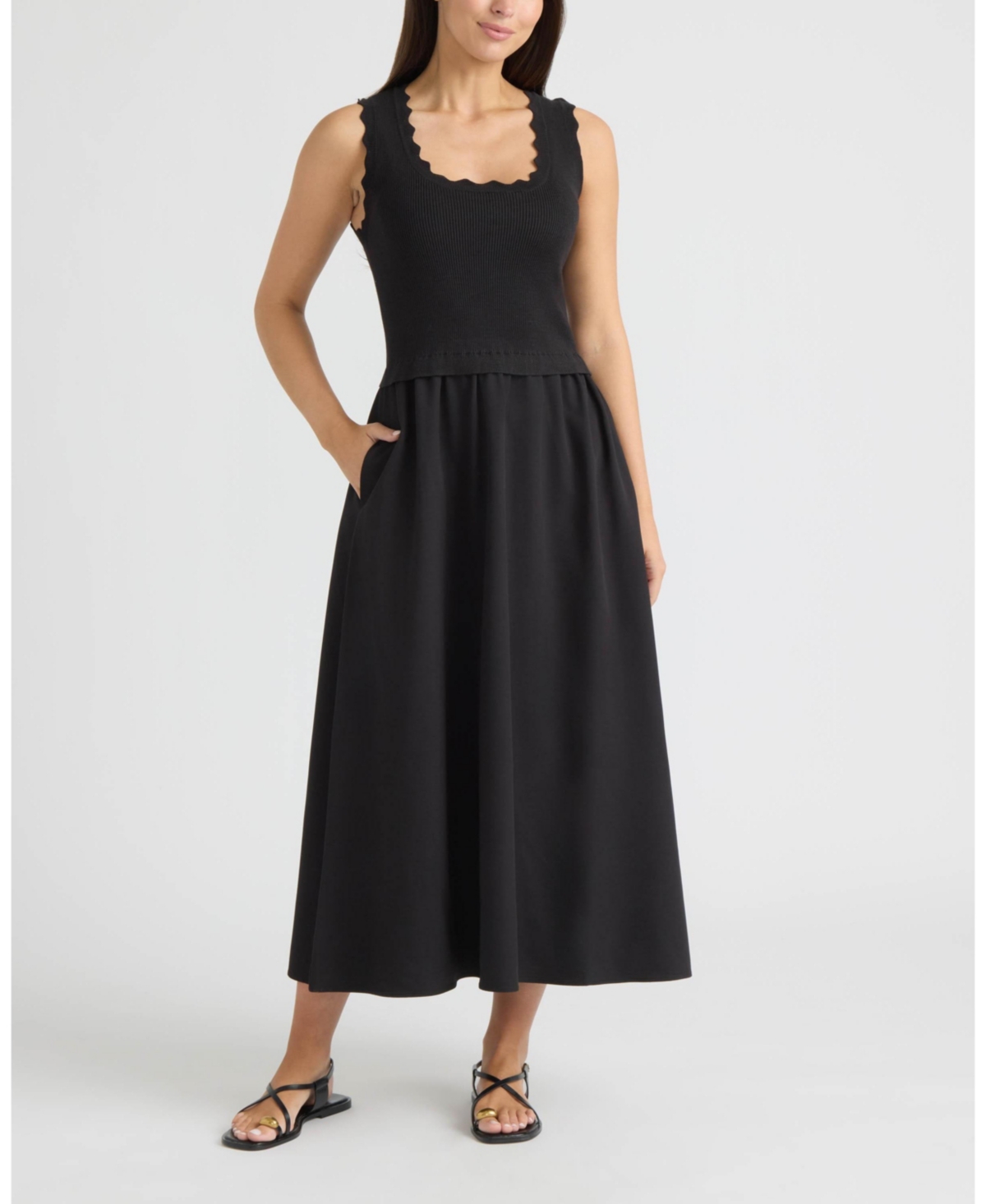 Click here for Ellen Tracy Womens Twofer Sleeveless Dress - Black prices