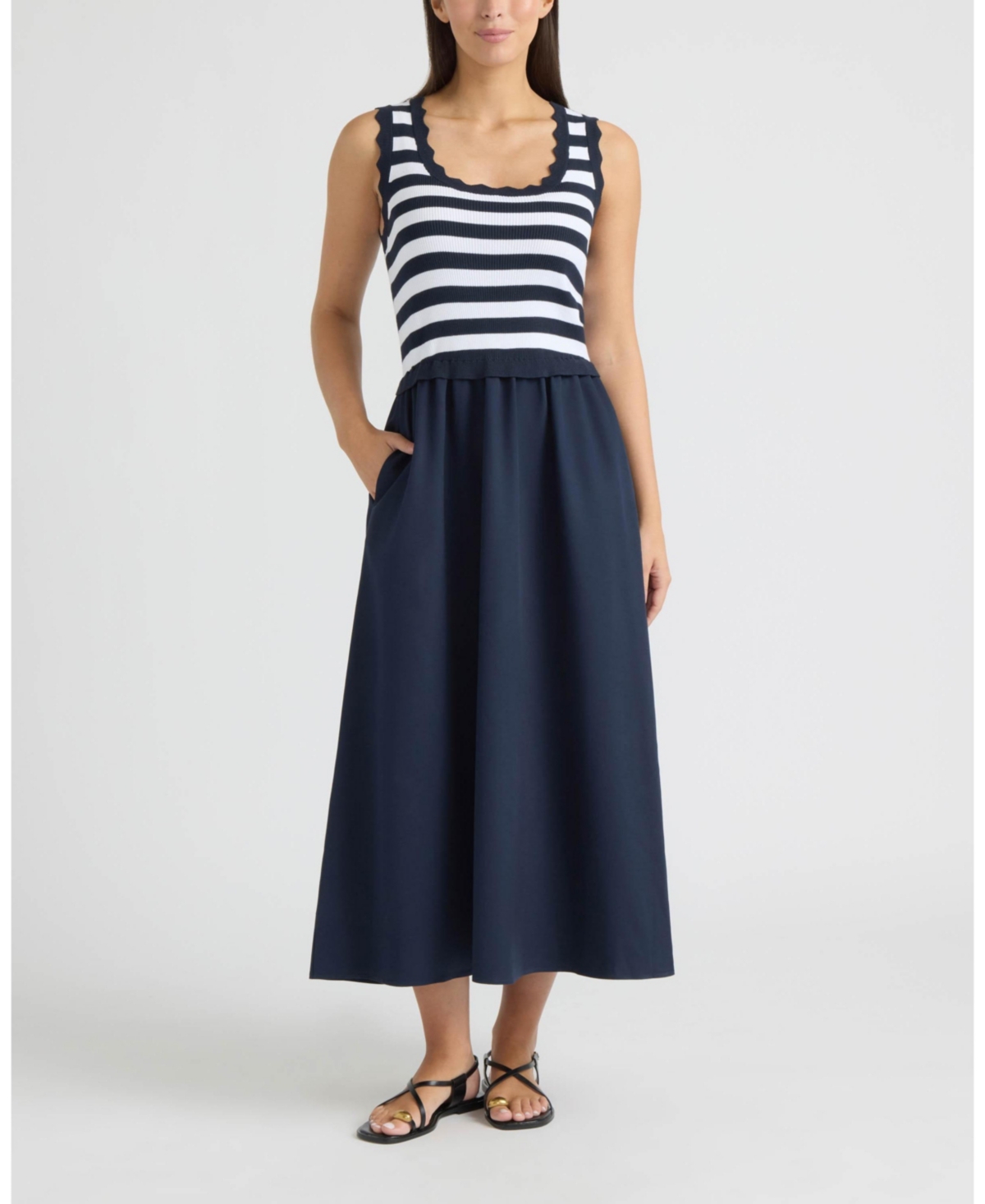 Click here for Ellen Tracy Womens Twofer Sleeveless Dress - Navy/... prices